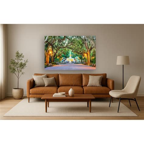 Latitude Run® Forsyth Park Savannah Frameless Tempered Glass Wall Art