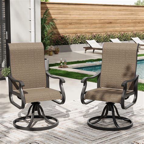 Poteban Patio Dining Swivel Chairs Set Of 2，all Weather Textilene Patio