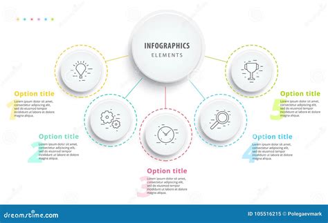 Business Process Chart Infographics With 5 Step Segments Circular Corporate Timeline Infograph