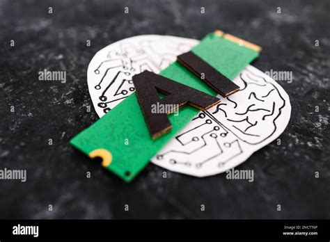 ai text on top of microchip and half human half robot brain the rise