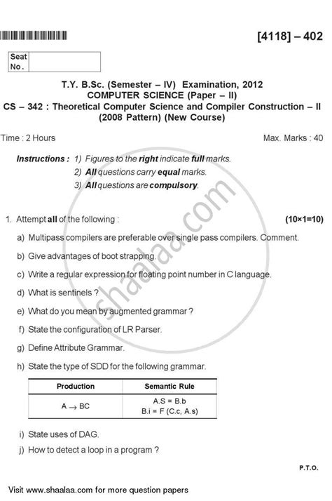 Theoretical Computer Science And Compiler Construction 2 2012 2013 Bsc