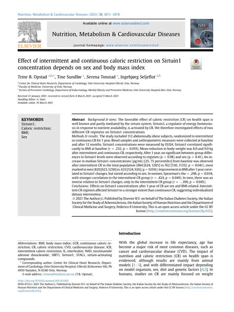 Pdf Effect Of Intermittent And Continuous Caloric Restriction On
