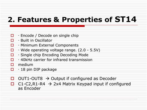PPT ST14 CODEC IR RF Remote Control Encoder Decoder IC PowerPoint Presentation ID 6839446