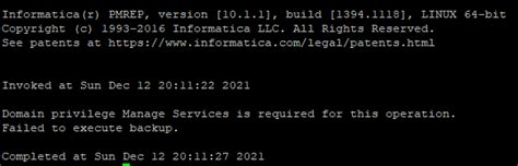 Etl Informatica Repository Backup Failed Using Pmrep Command Stack