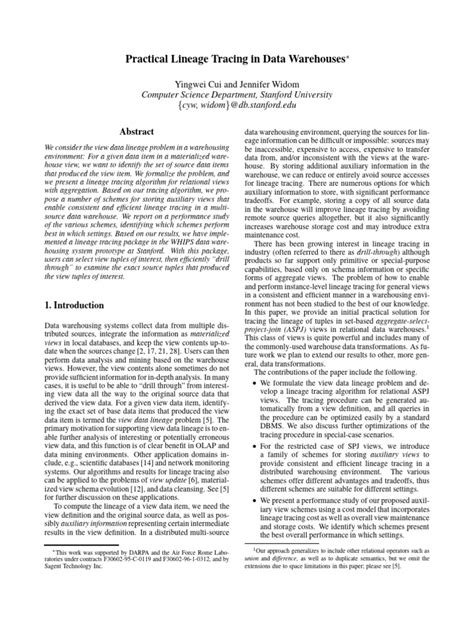 practical lineage tracing in data warehouses pdf relational