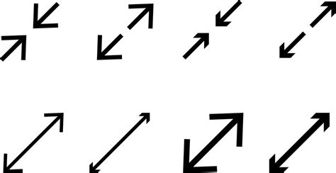 Full Screen Icons Set Page Open New Window Icon Symbol Arrow Pointer Increase Stretch Magnify