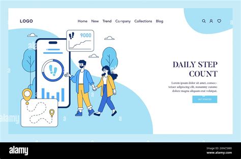 Health App Interface Promoting Daily Step Count With A Couple Walking Integrated Fitness