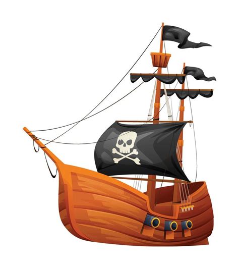 Pirate Ship Vector Illustration Isolated On White Background 23054611