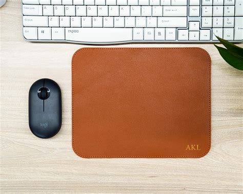 Personalized Initial Leather Mouse Pad Custom Desk Pad Monogrammed