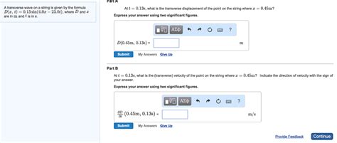 solved part a a transverse wave on a string is given by the