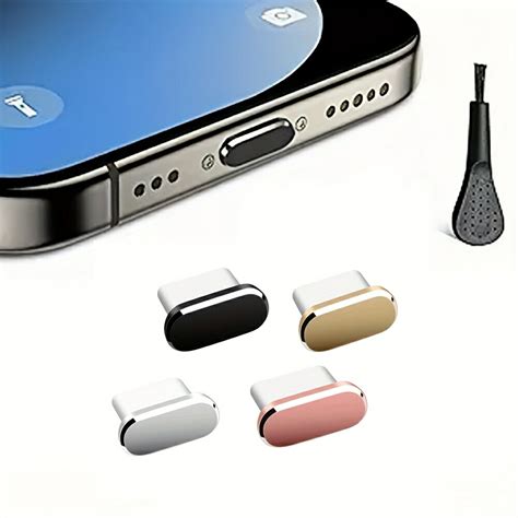 【楽天市場】4個のusb Cダストプラグと1個のクリーニングブラシ付き メタルタイプc充電ポートカバー 防塵usb Cプラ