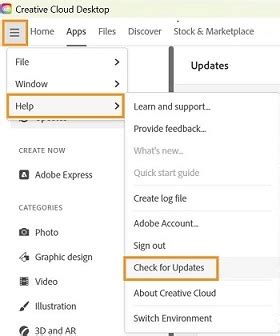 Update Apps To The Latest Release Of Adobe Creative Cloud