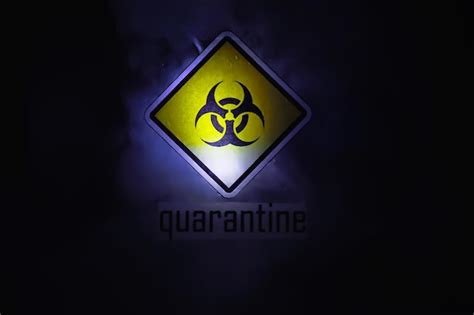 Premium Photo Quarantine Quarantine Warning Sign On A Glass Door In A