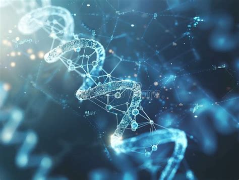 Abstract Dna Helix With Digital Elements Glowing Particles And Vibrant Colors Stock Image