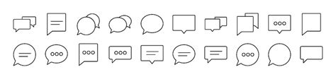 말풍선 의사 소통 및 대화 간단한 아이콘 모음 편집 가능한 스트로크 인포그래픽 기사 서적 전단지 배너에 적합 0명에 대한 스톡