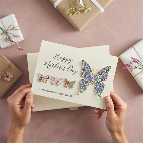 Personalised Mothers Day Liberty Butterfly Card By Bombus