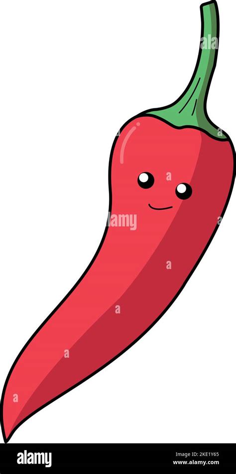 A Cute Kawaii Cartoon Character Of Red Hot Chilly Pepper On A White