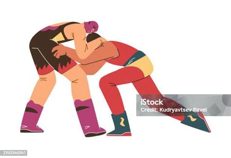고립된 배경에 있는 레슬링 경기의 벡터 이미지입니다 개념에 대한 스톡 벡터 아트 및 기타 이미지 개념 경쟁 권투 스포츠 Istock