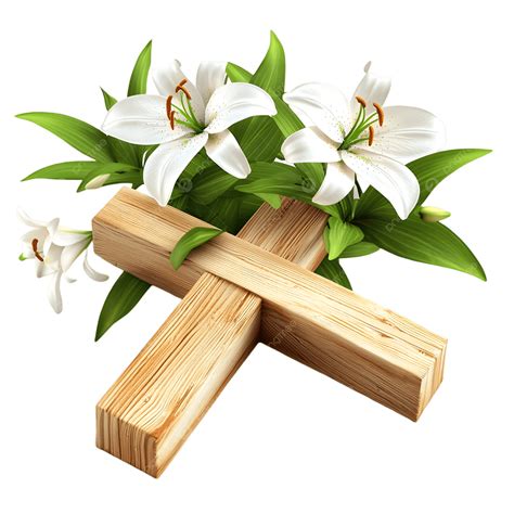 Easter Lily Cross And Flowers
