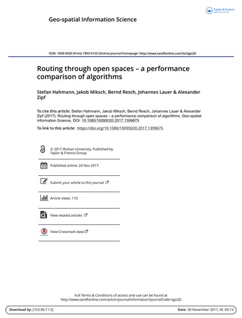Pdf Routing Through Open Spaces A Performance Comparison Of Algorithms