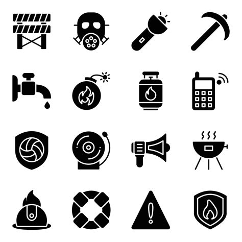 Fire Fighting Solid Vector Icons 16434792 Vector Art At Vecteezy