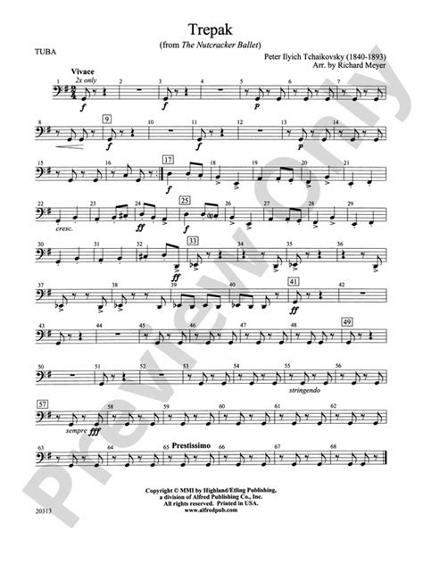 Trepak From The Nutcracker Ballet Tuba Tuba Part Digital Sheet Music Download