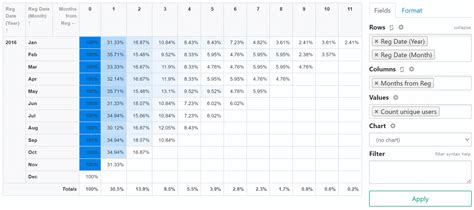 Cohort Analysis User Retention Seektable