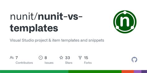 GitHub Nunit Nunit Vs Templates Visual Studio Project Item