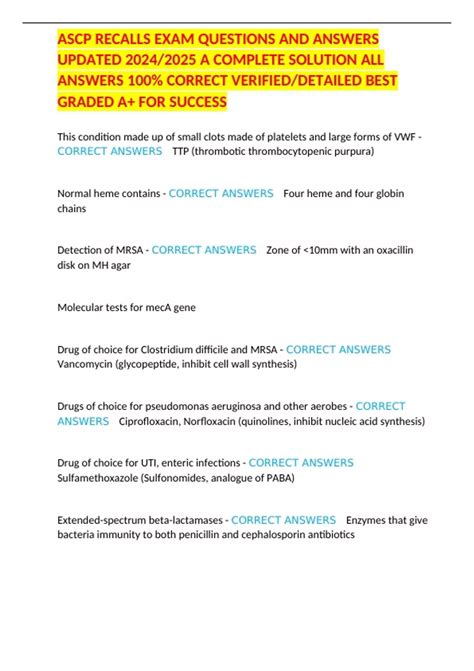 Ascp Recalls Exam Questions And Answers Updated 2024 2025 A Complete Solution All Answers 100