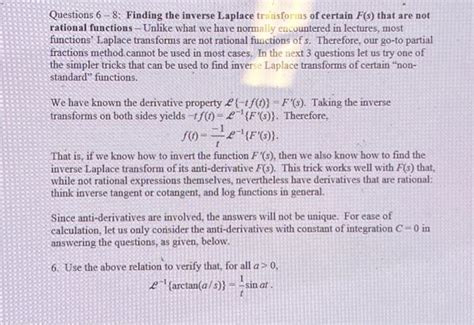 Solved Questions 6 8 Finding The Inverse Laplace Transforms