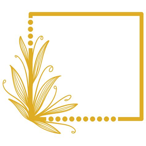 Golden Rectangle Frame With Leaves 13077937 Png