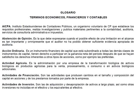 Diccionarios Y Glosarios De Términos Contables