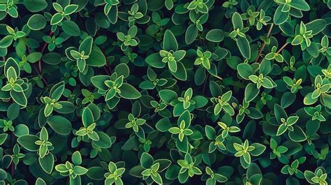 A Lush Green Texture Of Small Round Leaves With Yellow Edges The Leaves