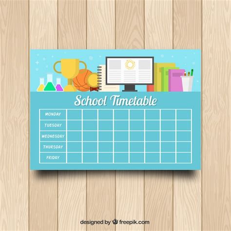 Free Vector Screen Books And Trophy With School Timetable