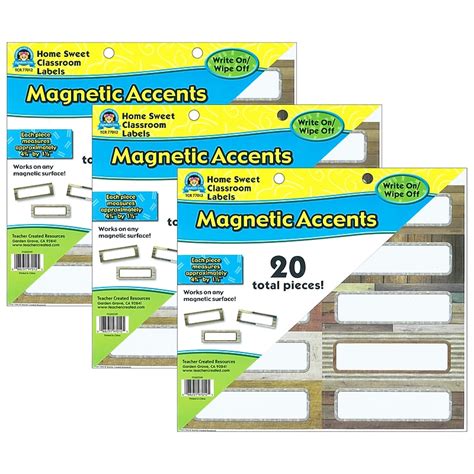 Teacher Created Resources Home Sweet Classroom Labels Magnetic Accents 20 Per Pack 3 Packs