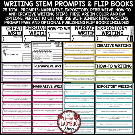 Opinion Narrative Writing Prompts Stems The Little Ladybug Shop