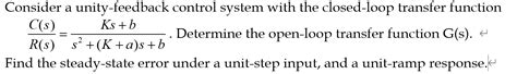 Solved Consider A Unity Feedback Control System With The Chegg Com