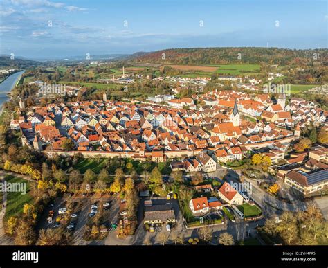 Historic Center Of Village Berching Half Timbered Houses Town Wall Aerial View Berching