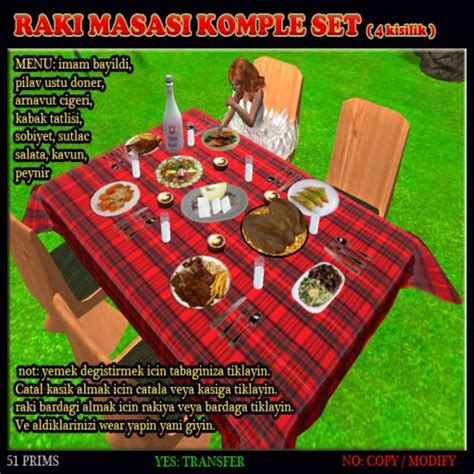 Second Life Marketplace Raki Masasi Table Set 4 Persons In Box