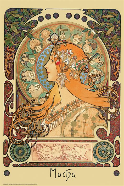 Mucha Zodiac Athena Posters