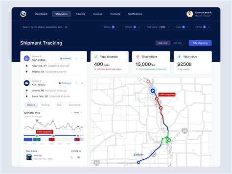 Dynamic Map And List Based Shipment Tracking Dashboard By Ksenia For
