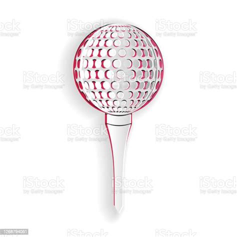 흰색 배경에 고립 된 티 아이콘에 종이 컷 골프 공 종이 아트 스타일 벡터 경쟁에 대한 스톡 벡터 아트 및 기타 이미지 경쟁 골 스포츠 장비 골프 Istock
