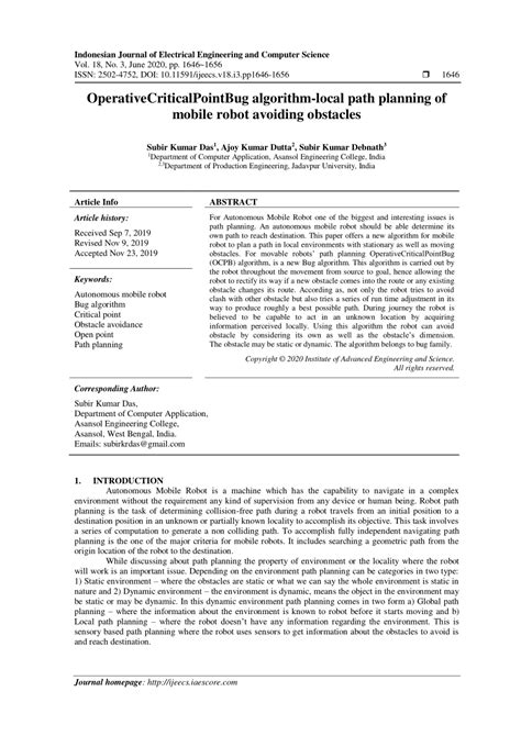 Pdf Operativecriticalpointbug Algorithm Local Path Planning Of Mobile Robot Avoiding Obstacles