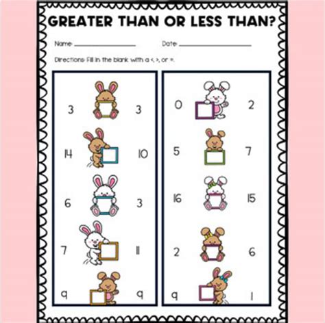Greater Than Or Less Than │first Grade Math Worksheet By Emilys