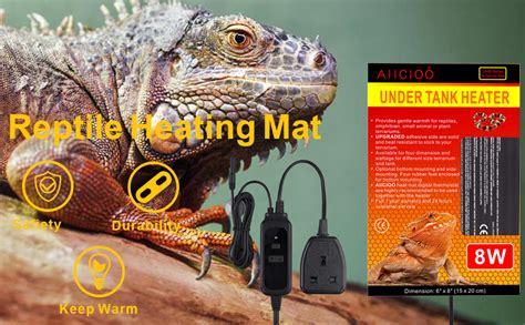 AIICIOO Reptile Heat Mat Tank Warmer Thermostat - Terrarium Heat Pads Aquarium Heating Mat with ...