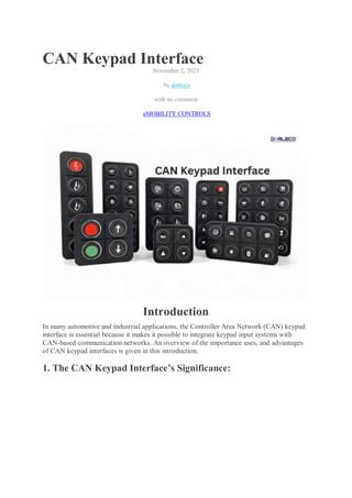 CAN Keypad Interface PDF Operating Systems Computer Software And Applications