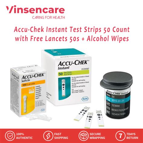 Viancare Accu Chek Instant Test Strips Count With Free Lancets S Wipes Accu Chek Instant