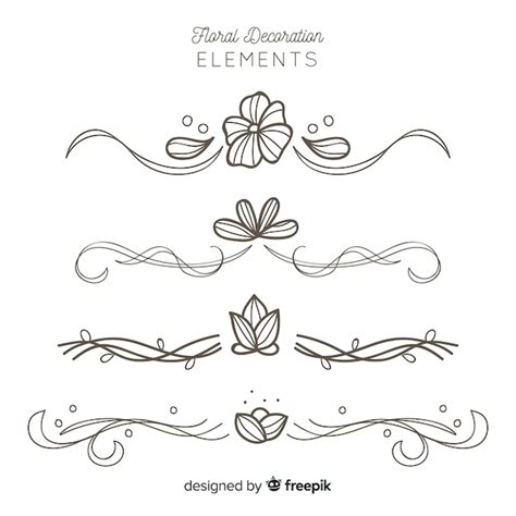 Coleção De Elementos De Decoração Floral Vetor Grátis