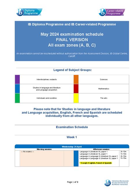 IB 2024 May Exam Schedule IB Diploma Programme And IB Career Related Programme May 2024 Studocu