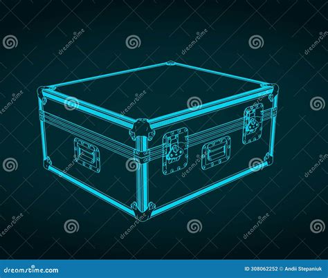 Road Case For Stage Equipment Isometric Blueprint Stock Vector